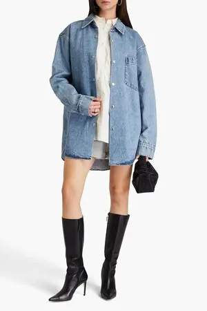 Alexander Wang Oversized Crystal-embellished Denim Shirt