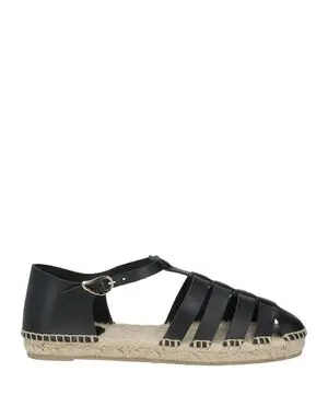 CastaÑer Leather Espadrille Sandals - Black