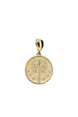 AZLEE Prosperity Palm Small Coin Charm - 18k Yellow Gold & Diamond