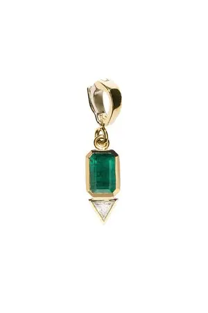 AZLEE Emerald & Diamond Charm - 18k Yellow Gold  Emerald  & Diamond