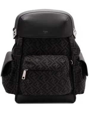 Fendi Ff Jacquard Backpack - Black