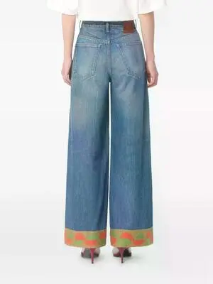 Valentino Garavani Jacquard-trim Jeans - Blue