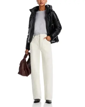 Andrew Marc Faux Leather Puffer Jacket