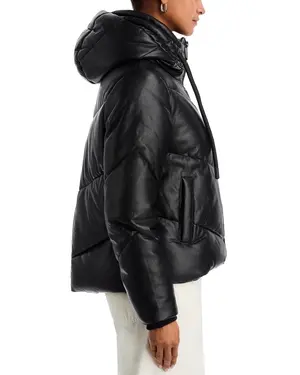 Andrew Marc Faux Leather Puffer Jacket