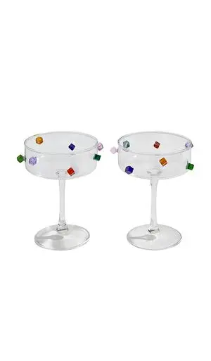 FAZEEK Jewel Coupes Set Of 2 In Neutral - N,a