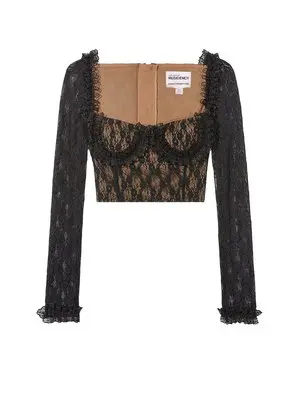 SELF-PORTRAIT Self-Portrait Lace Ruffle Top - Black
