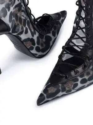LE SILLA 120mm Colette Leopard Print Boots - Black