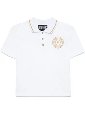 Versace Embroidered-logo Polo Top - White