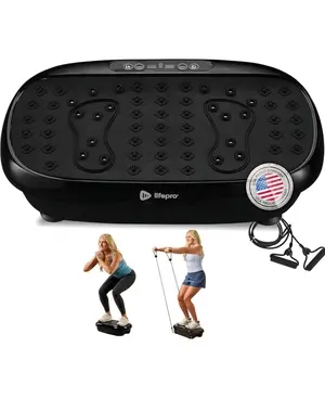 LIFE PRO Lifepro Compact Vibration Plate With Acupressure Nodes – Full Body Exercise For Lymphatic Drainage & Pain Relief - Black
