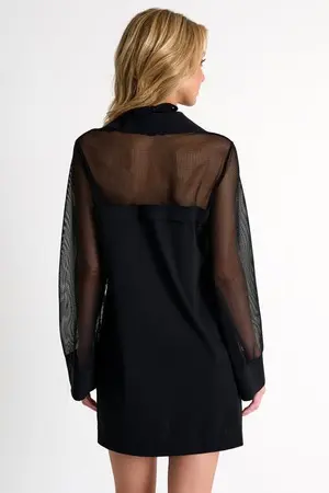 Shan Grid Mesh Beach Shirt-dress