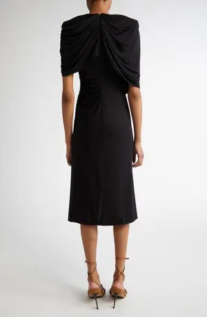 Stella McCartney Draped Cape Cutout Midi Dress