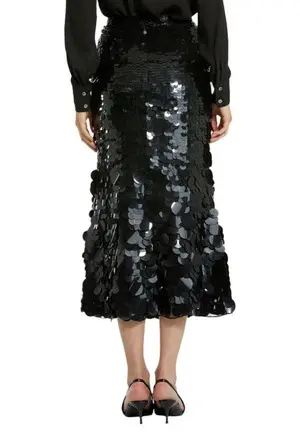 Mac Duggal Paillette Sequin Midi Skirt