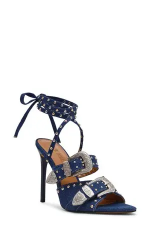 Steve Madden Steve Madden Saddle Embellished Ankle Strap Sandal Denim Mult