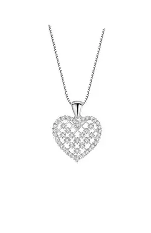 DLORIA Hollywood Sensation Crystal Heart Necklace - Silver