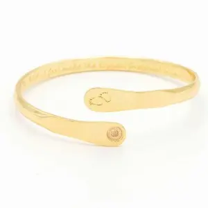 DLORIA Hollywood Sensation Engraved Baby Footprint Cuff Bracelet Gold