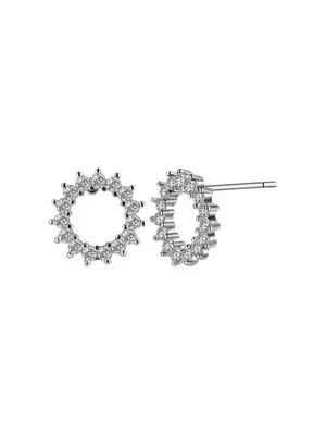 DLORIA Hollywood Sensation Crystal Halo Stud Earrings - Silver