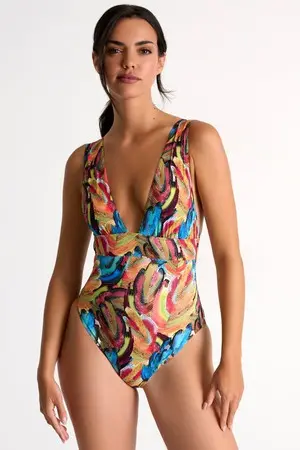 Shan Timeless Plunging One-piece Swimsuit - Print