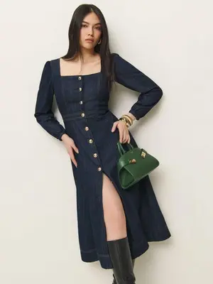 REFORMATION Celeste Denim Midi Dress