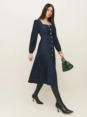 REFORMATION Celeste Denim Midi Dress
