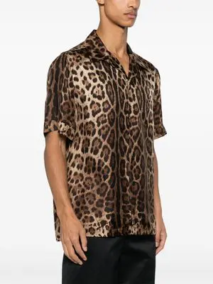 Dolce & Gabbana Leopard-print Silk Shirt - Brown