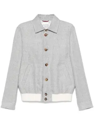 Brunello Cucinelli Mélange-effect Bomber Jacket - Grey