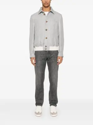 Brunello Cucinelli Mélange-effect Bomber Jacket - Grey