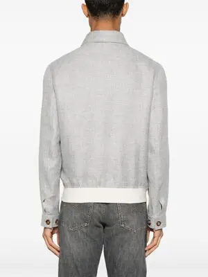 Brunello Cucinelli Mélange-effect Bomber Jacket - Grey