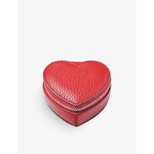 ASPINAL OF LONDON Branded Heart-shaped Leather Ring Box - Cardinalred
