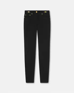 Versace Skinny Jeans With Medusa '95 Hardware - Black