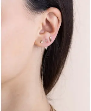 Zoe Chicco 14k Yellow Diamond Threader Earrings - Gold