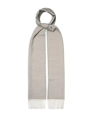 Eton Herringbone Merino Wool Scarf - Light Grey