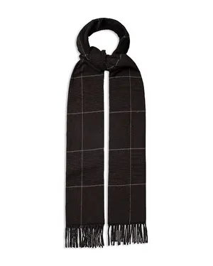 Eton Prince Of Wales Check Cashmere Scarf - Navy Blue