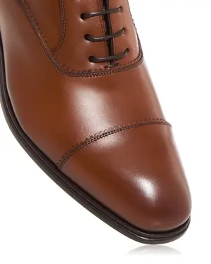 FERRAGAMO Boston Leather Cap Toe Oxfords - Naturale