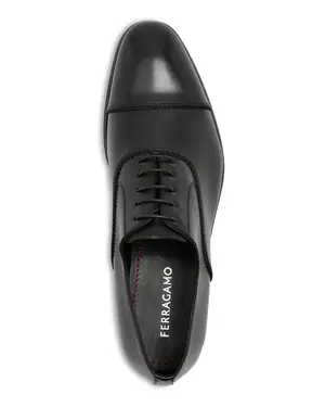 FERRAGAMO Boston Leather Cap Toe Oxfords - Nero