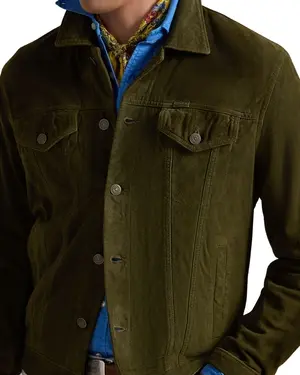 Polo Ralph Lauren Suede Trucker Jacket - Company Olive