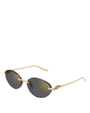 CARTIER Panthere Classic Oval Sunglasses - Gold/gray Gradient