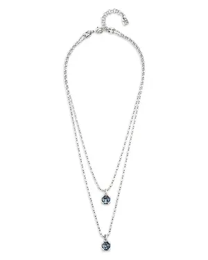 UNODE50 Sterling -plated Double Chain Necklace With Blue Crystals