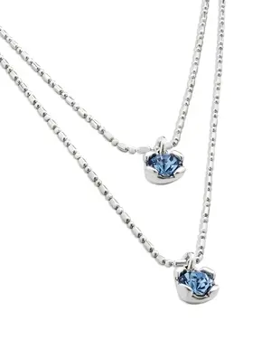 UNODE50 Sterling -plated Double Chain Necklace With Blue Crystals