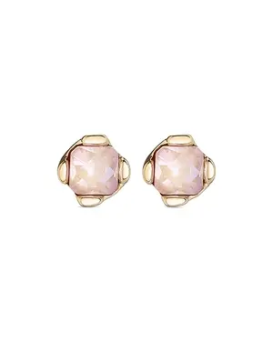 UNODE50 18k -plated Metal Alloy Earrings With Small Faceted Crystal - Gold