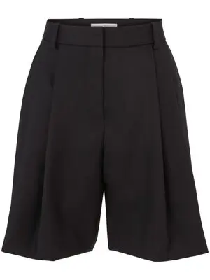 Nina Ricci Pleat-detail Wool Shorts - Black