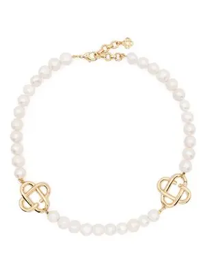 Casablanca Pearl Logo Necklace - Gold