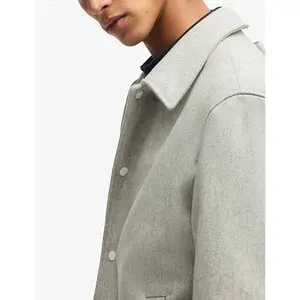 Hugo Branded Stand-collar Wool-blend Jacket