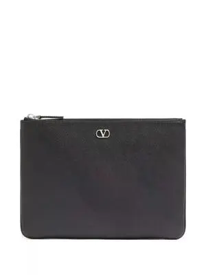 Valentino Garavani Logo Leather Clutch - Black