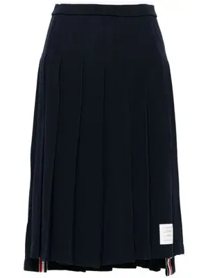 Thom Browne Pleated Chevron-knit Midi Skirt