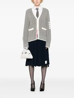 Thom Browne Pleated Chevron-knit Midi Skirt