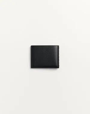 Valentino Garavani Rockstud Wallet In Grainy Calfskin - Black