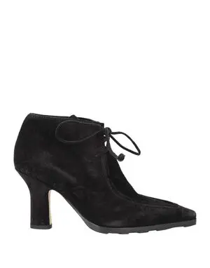 Burberry Suede Lace-up Ankle Boots With Geometric Heel - Black