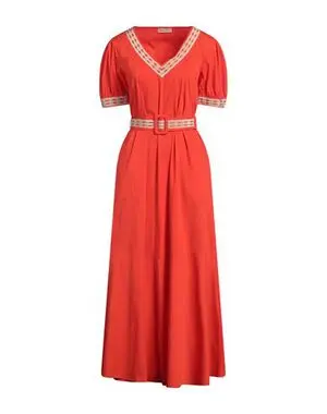 PUROTATTO Flared Maxi Dress - Tomato Red
