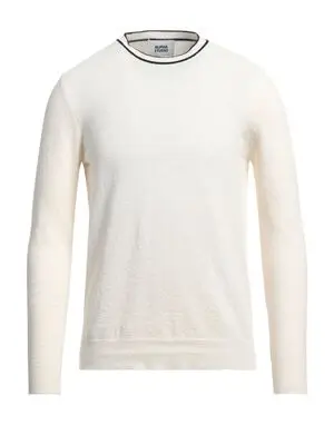 Alpha Studio Long Sleeve Two-tone Sweater - White