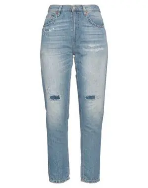 DONDUP High Waisted Tapered Jeans With Leather Trims